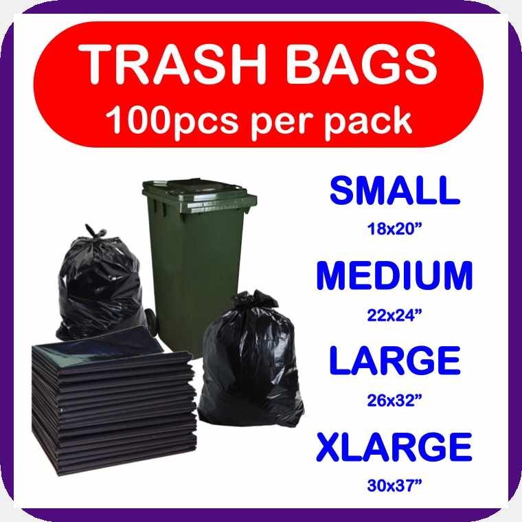 TRASH BAG / GARBAGE BAG 100pcs (BLACK) | Shopee Philippines