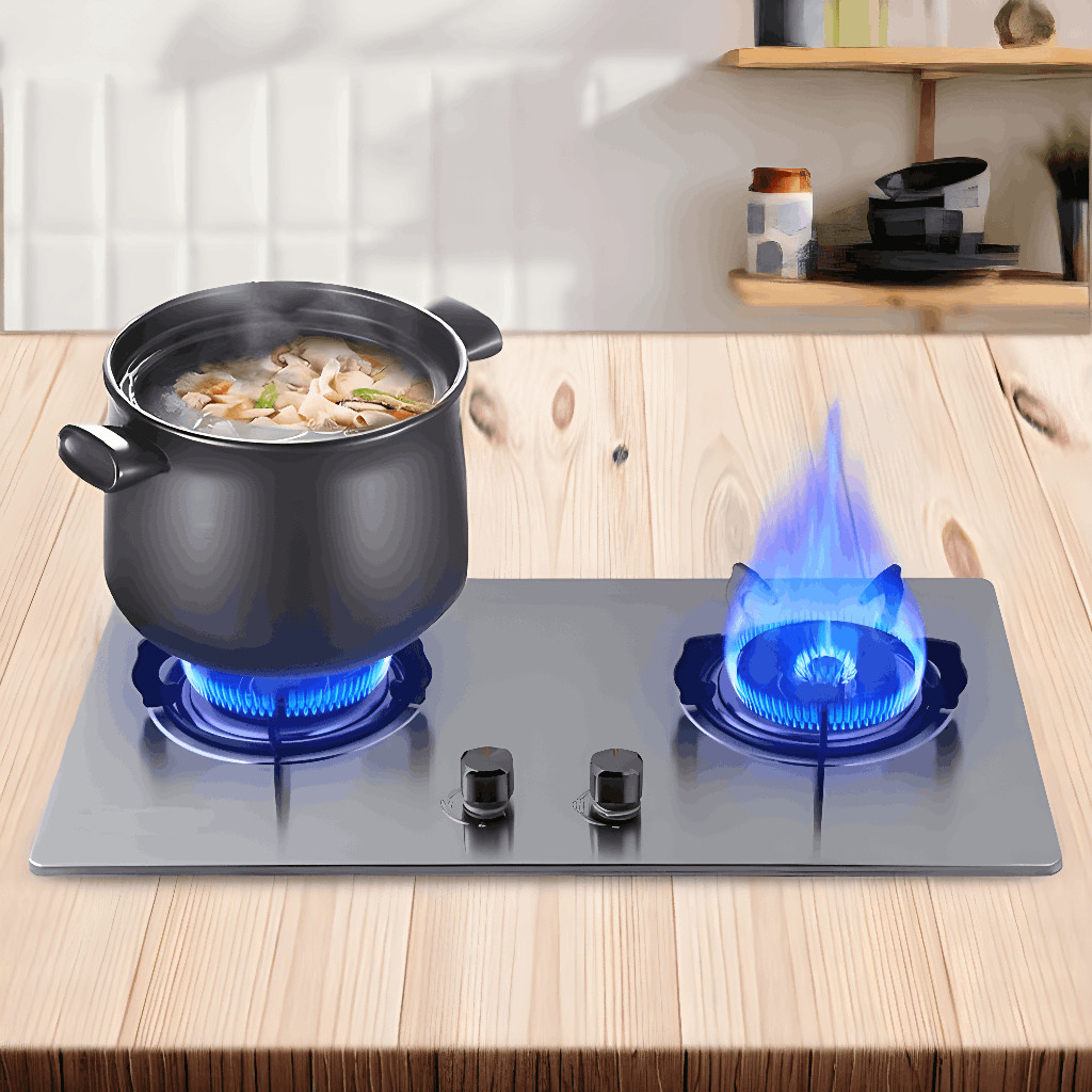 Gas Stove Recessed LPG Stainless Steel Large Gas Stove Dual Cooktop ...