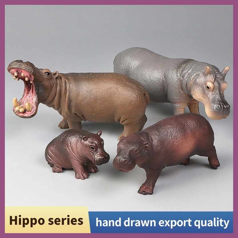 African Wildlife World Simulation Animal Toys Hippo Set Animals Model ...