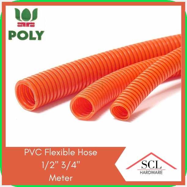 POLY.u)PVC(cP|a.Flexible=Dm|Hose=Ww|1/2>HG}3/4>PP}(Polyflex)>v}Sold per meter Orange Flexible ...