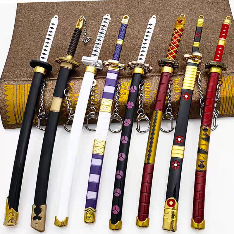 Anime One Piece 22cm Samurai sword keychain Cosplay Zoro samurai sword ...