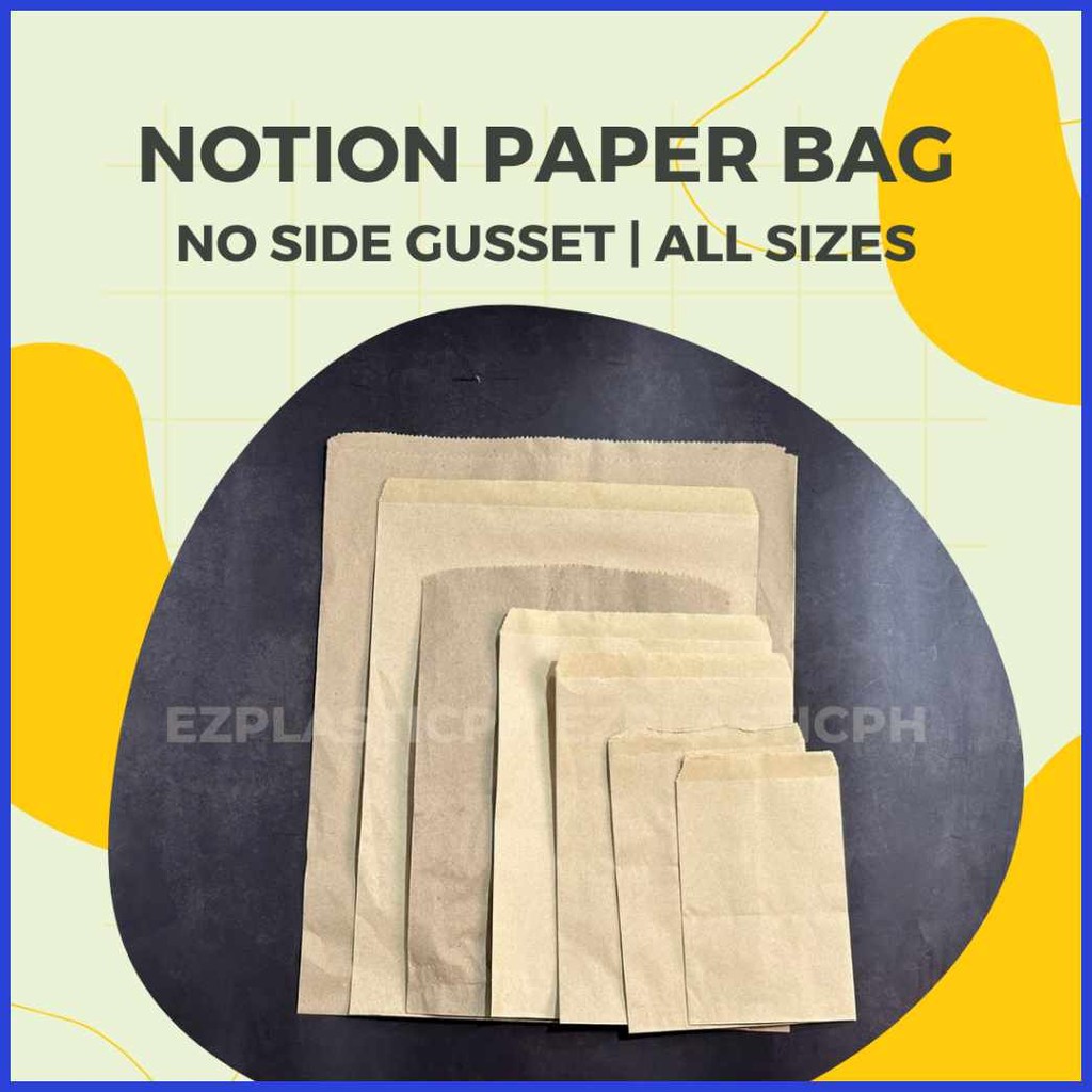 Notion Paper Bag in Kraft Brown (+/-50pcs/100pcs) No Side Gusset ...