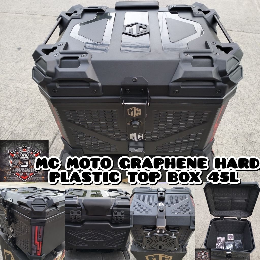 MC MOTO ABS HARD PLASTIC TOP BOX 45 LITTERS | Shopee Philippines