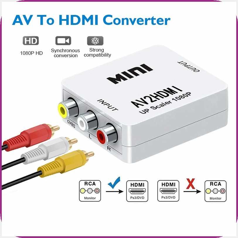 RCA AV to HDMI Converter 1080P AV2HDMI Adapter RCA AV/CVSB L/R To HDMI ...