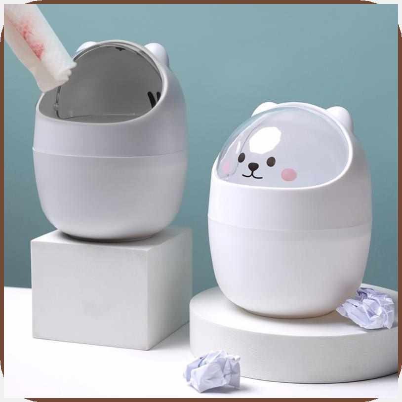 Mini trash can desktop flip trash can office desk trash can cartoon ...