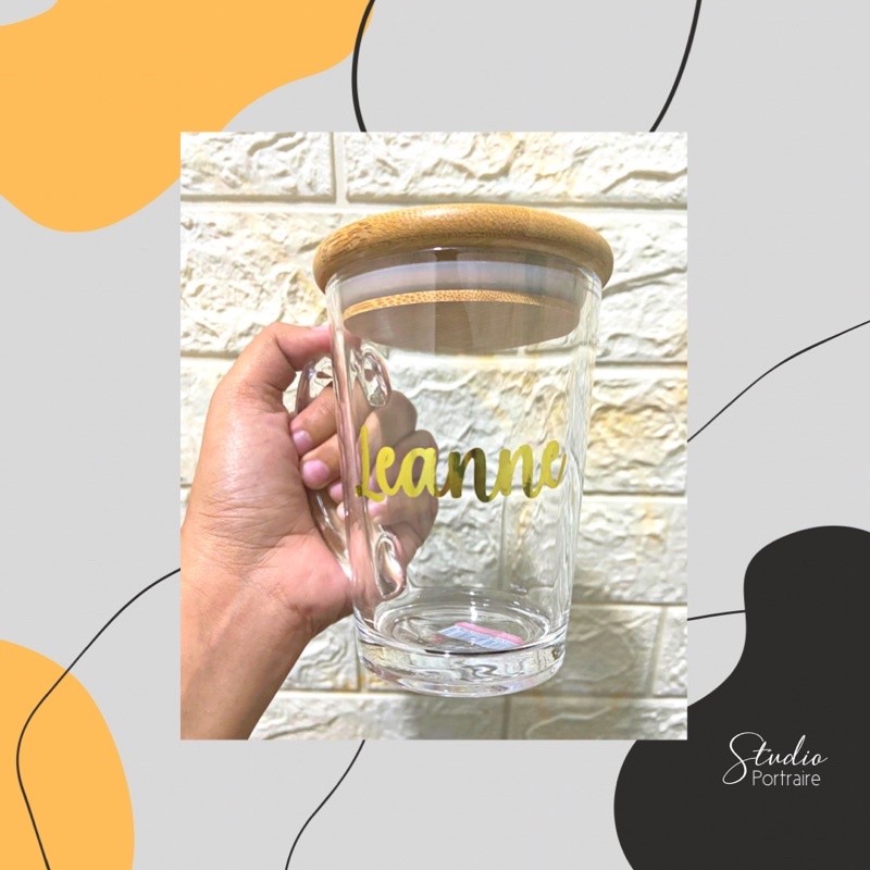 Personalized Clear Mug With Bamboo Lid (FREE NAME INCLUDED) | Shopee ...