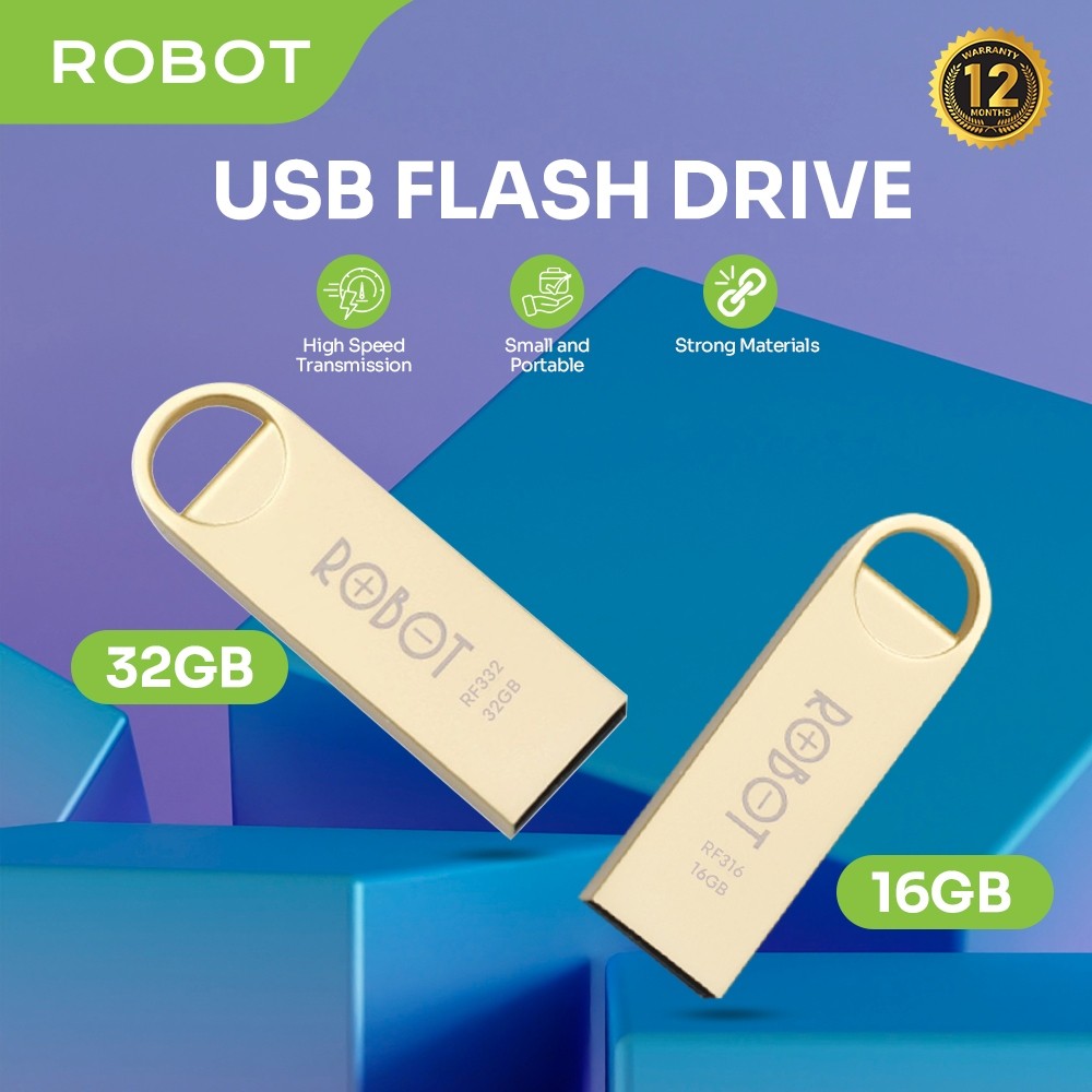 ROBOT 16GB 3GB Gold Flashdisk Metal USB Flash Drive Metal Fast ...