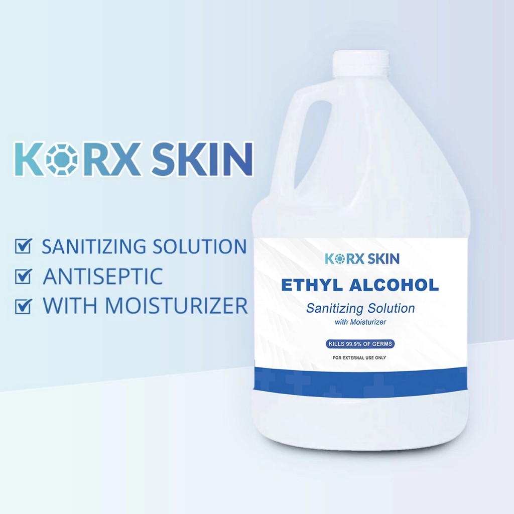 KORX SKIN ETHYL ALCOHOL SANITIZING SOLUTION 1 GALLON, half GALLON ...