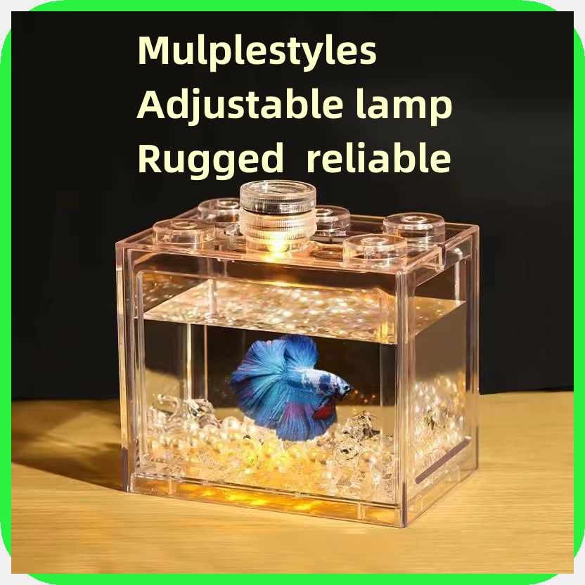 Fish Tank Betta Box Mini Aquarium Block Tank Betta Guppy Fish Tank ...