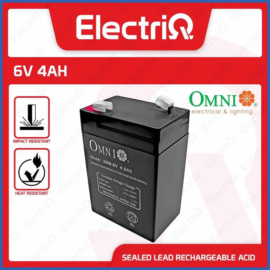 Electriq l Omni Sealed Rechargeable Lead Acid Battery 6V 4Ah - SRB-6V4 ...