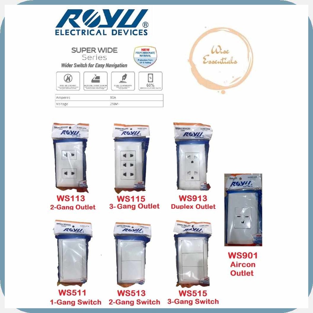 ROYU^o[SUPER}E}Wide}L)Series}p)1,}i)2,}U)3}e)Gang}P)Switch/Outlet ...