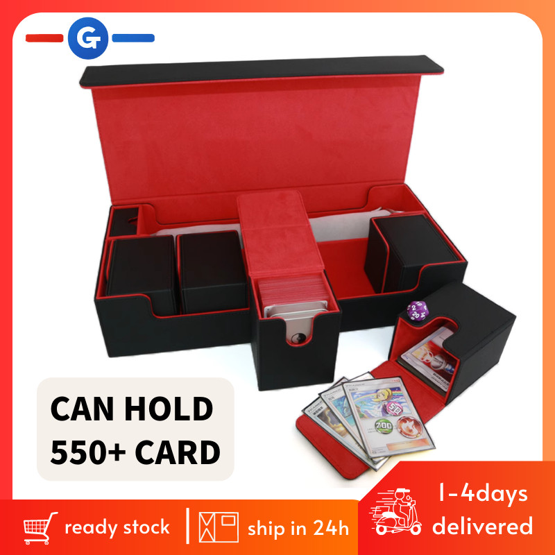Deck Box 550+ Large Black And Red Card Case Storage Box For Board Game ...