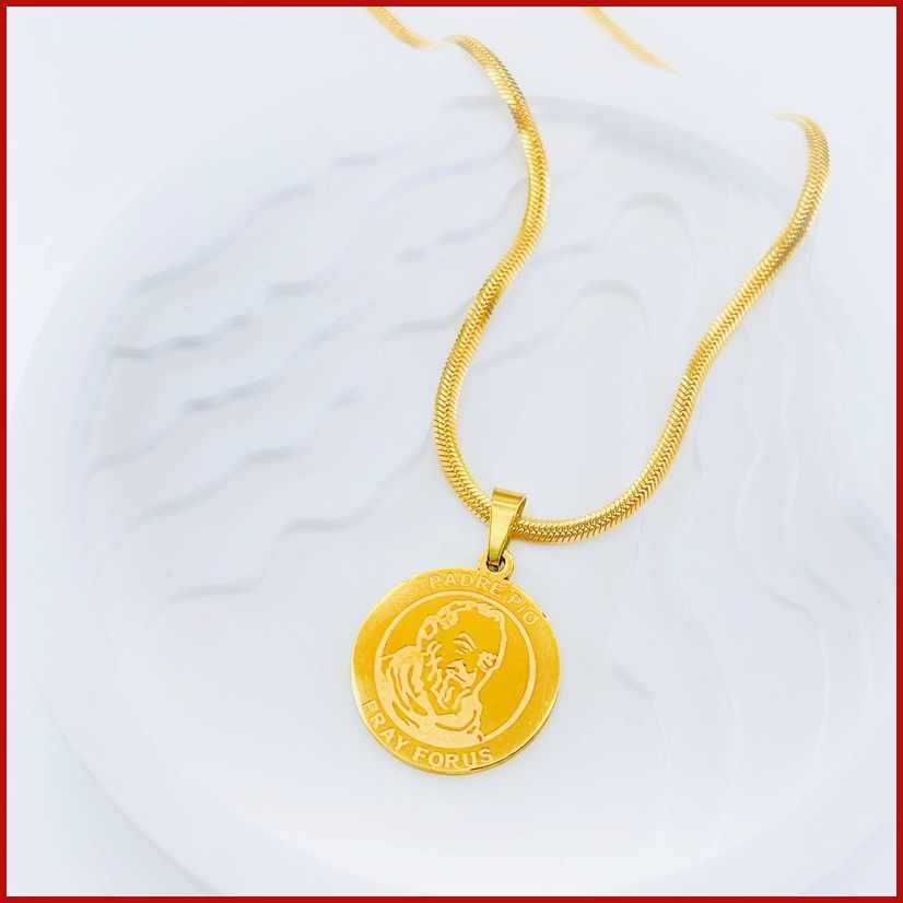 Padre*C?Pio,Q^Necklace>g)For}po)Women}pc)With}rr)Snake}QZ)Chain}uR)18K ...