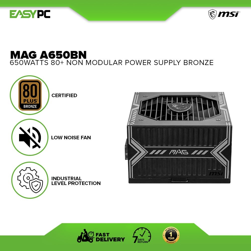 MSI MAG A550BN / MAG A650BN Bronze PSU 550/650 Watts 80+ Non-Modular ...