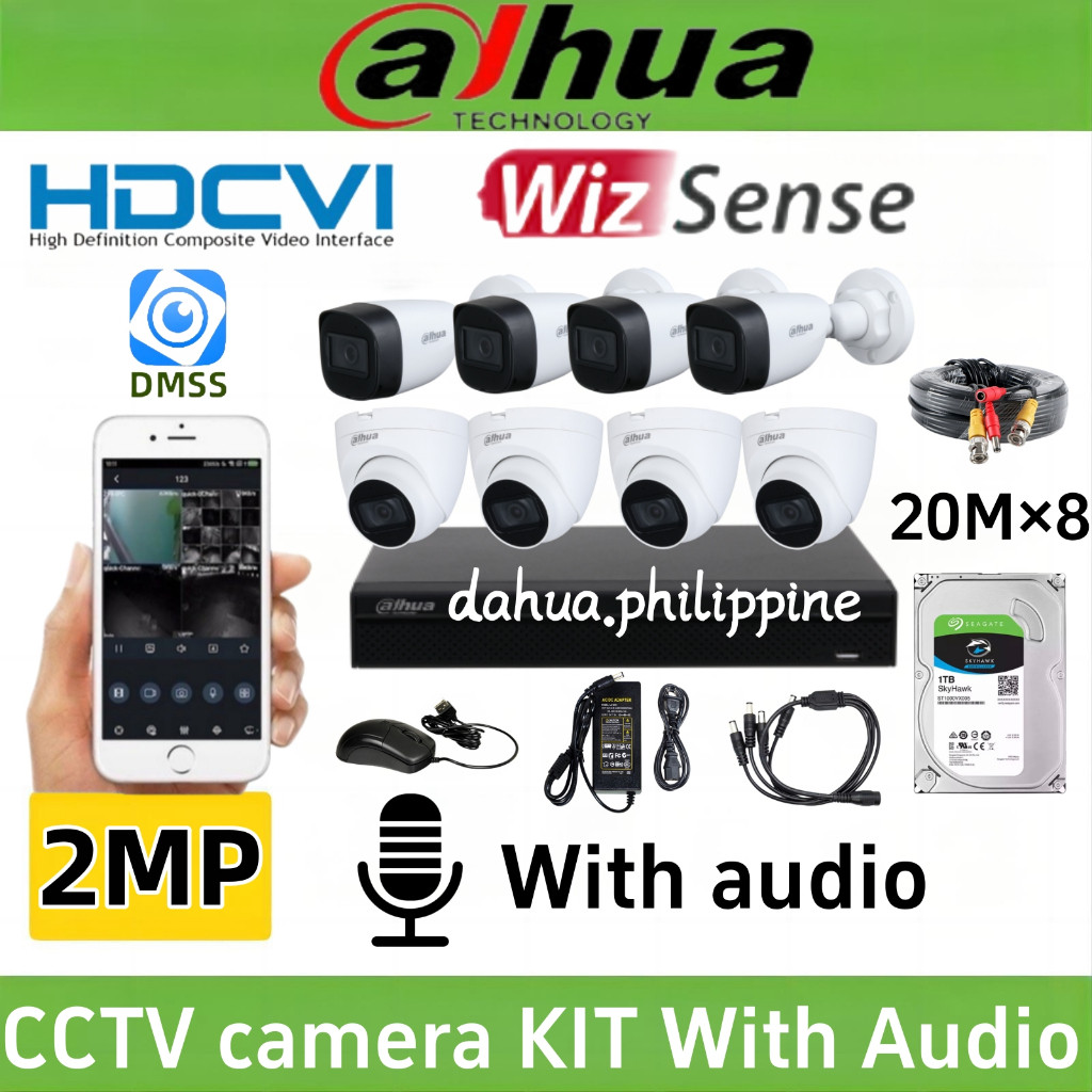 Dahua 2MP With audio CCTV Package 4CH 8CH CCTV KIT Remote monitoring ...