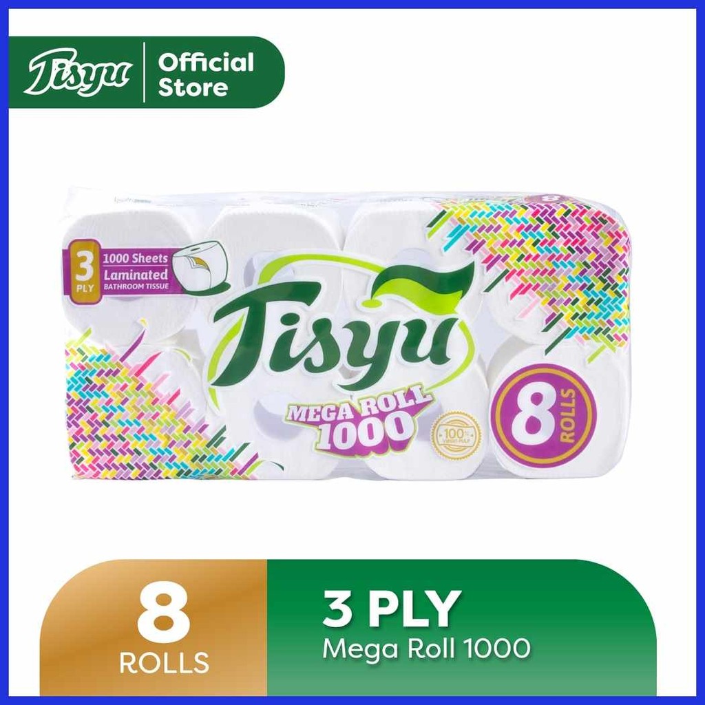 Tisyu Mega Roll 3 Ply Bathroom Tissue (8 Rolls) | Shopee Philippines