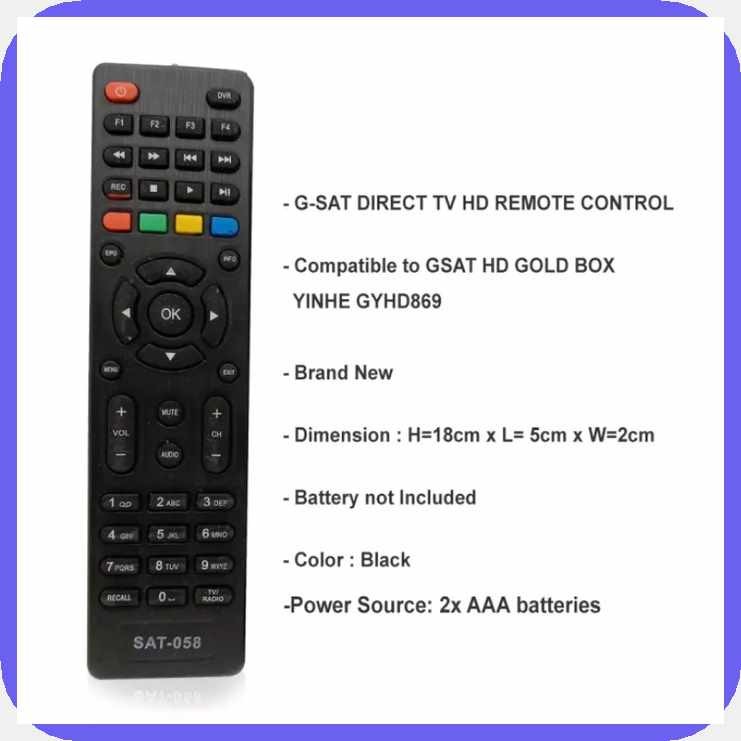 GSAT-058 HD and GSAT Pinoy Gpinoy Remote Control Universal Replacement TV Box Remote Controller ...