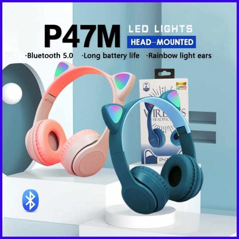 P47m Wireless Headphone Y47 P47 Cat Ear with Mic Bluetooth Headset Cool ...