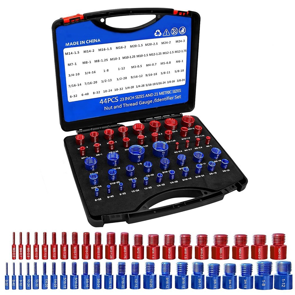 【NSRE HOT】44-Piece Nut and Bolt Thread Gauge Set for Accurate SAE and ...