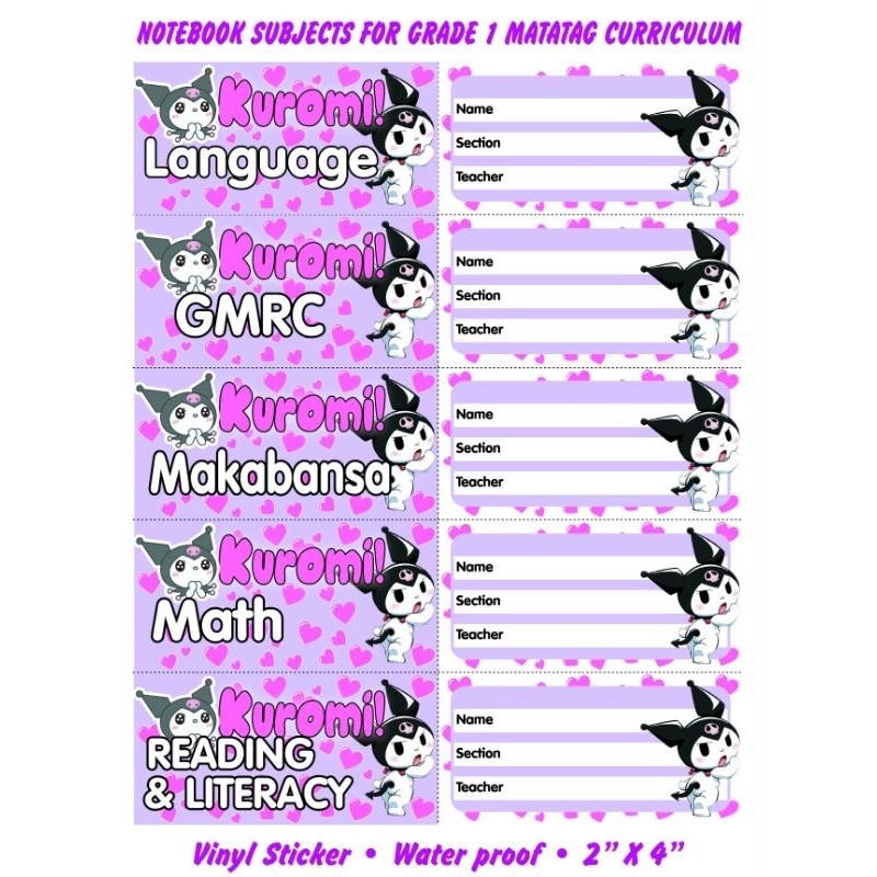 SUBJECT STICKER Grade 1 MATATAG CURRICULUM SY:2024-2025 | Shopee ...