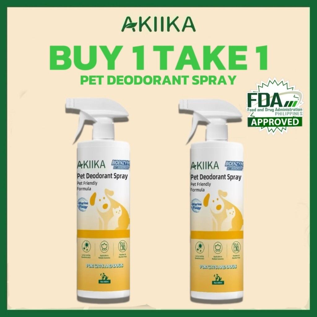 AKIIKA Pet Deodorant Spray Bio-enzymatic Formula For Dogs & Cats 480ml ...