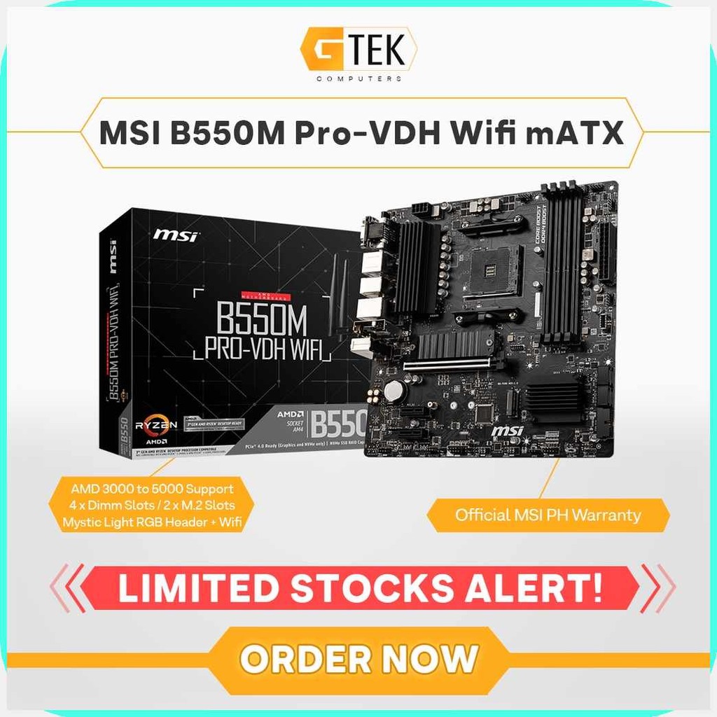 MSI B550M PRO-VDH WIFI B550 mATX Ryzen AM4 AMD Motherboard | Shopee ...