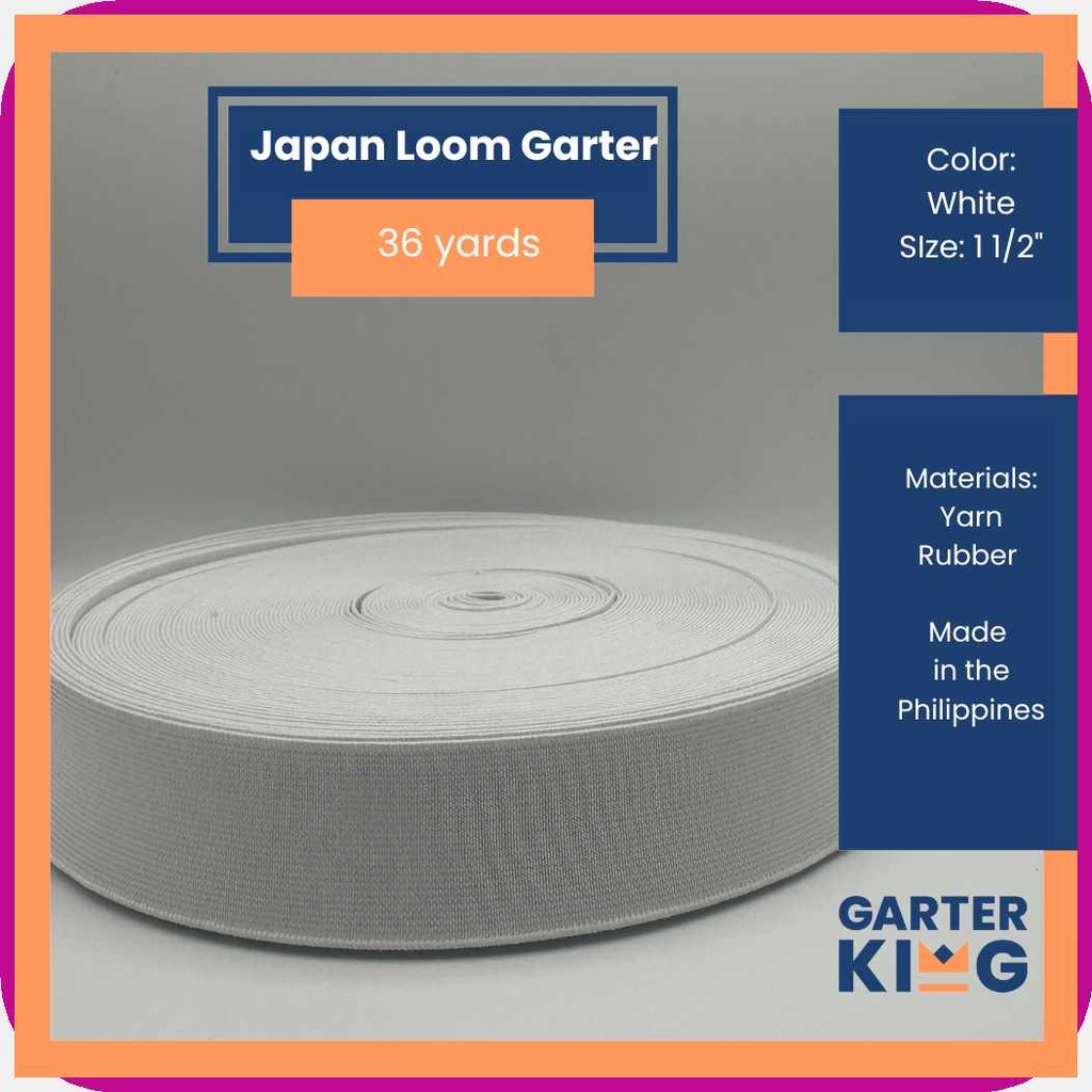 1 1/2 inch JAPAN GARTER / LOOM GARTER WHITE 36 YARDS PER ROLL (MAKAPAL ...