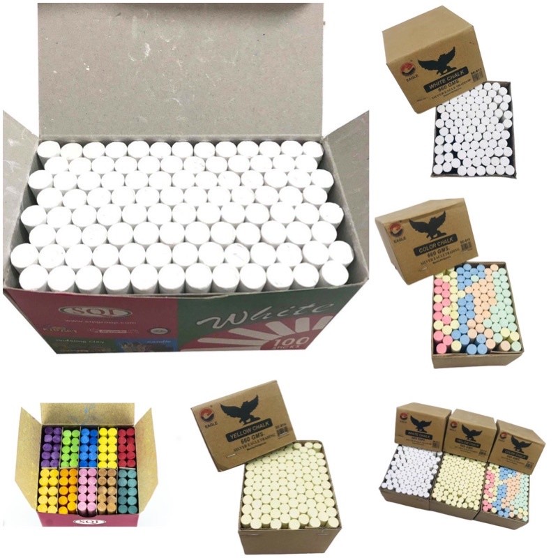 EAGLE and Hi chalk ,WHITE CHALK & COLORED CHALK & YELLOW CHALK - 1 BOX ...