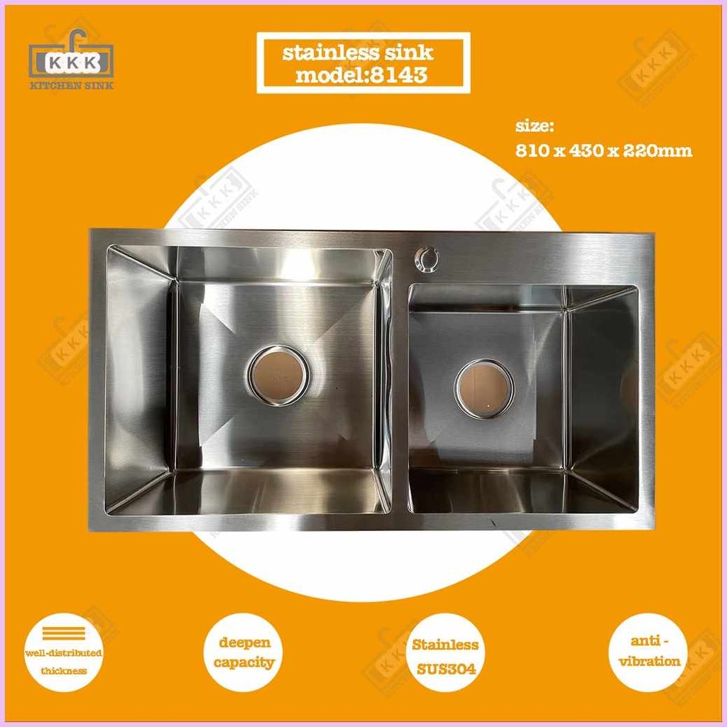 SUS304 81x43 high quality stainless steel kitchen sink double bowl ...
