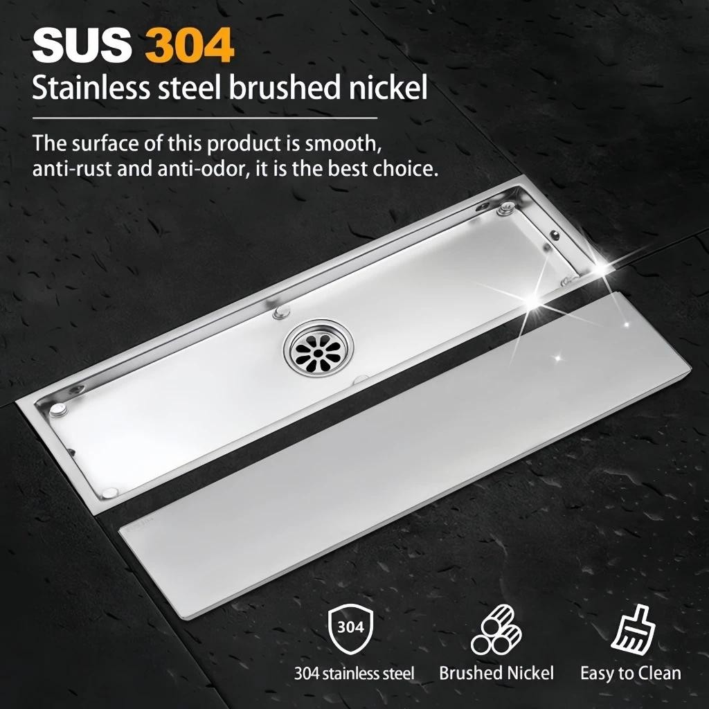 SUS304 Stainless Steel Linear Shower Floor Drain Invisible Floor Drain ...