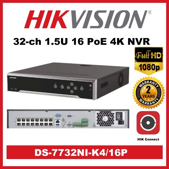 Hikvision DS-7732NXI-K4/16P 32-ch 1.5U 16 POE K Series AcuSense 4K NVR ...