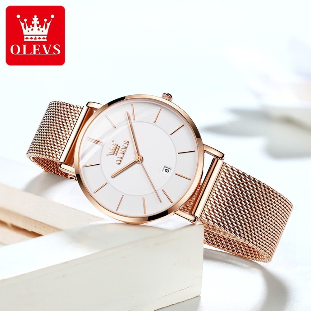 OLEVS Watch For Woman Elegant Women Minimalist Relo Quartz Rose Gold ...