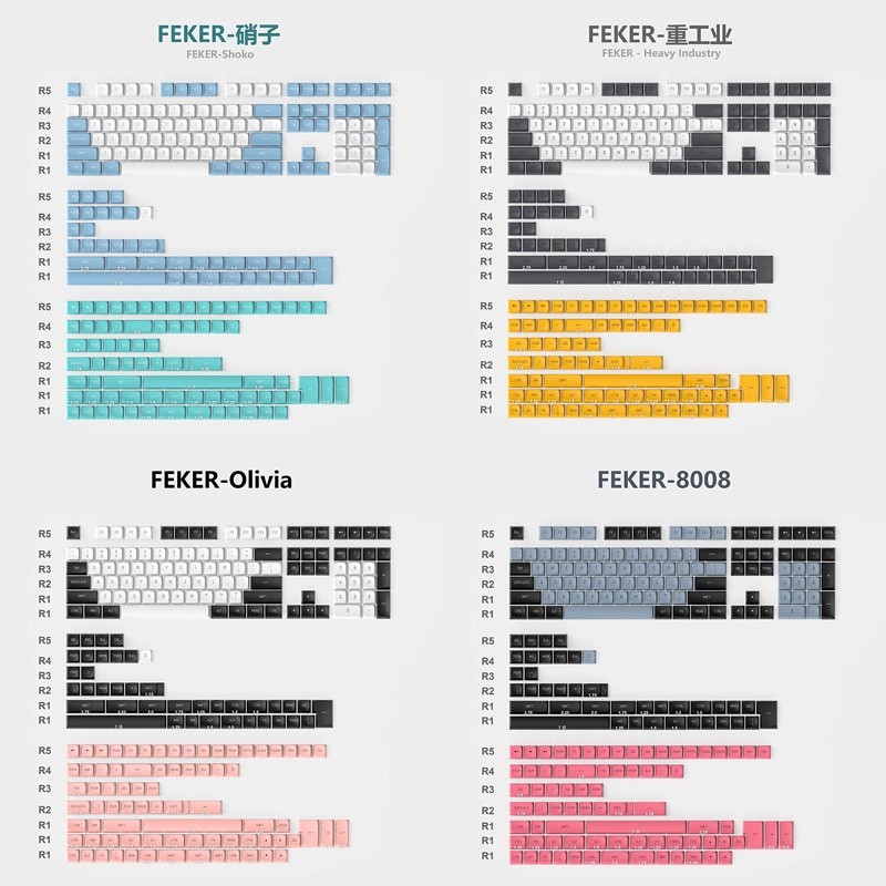 226 Keys Cap FEKER Keycaps PBT Double Shot GMK Clone 8008 Olivia CSA ...