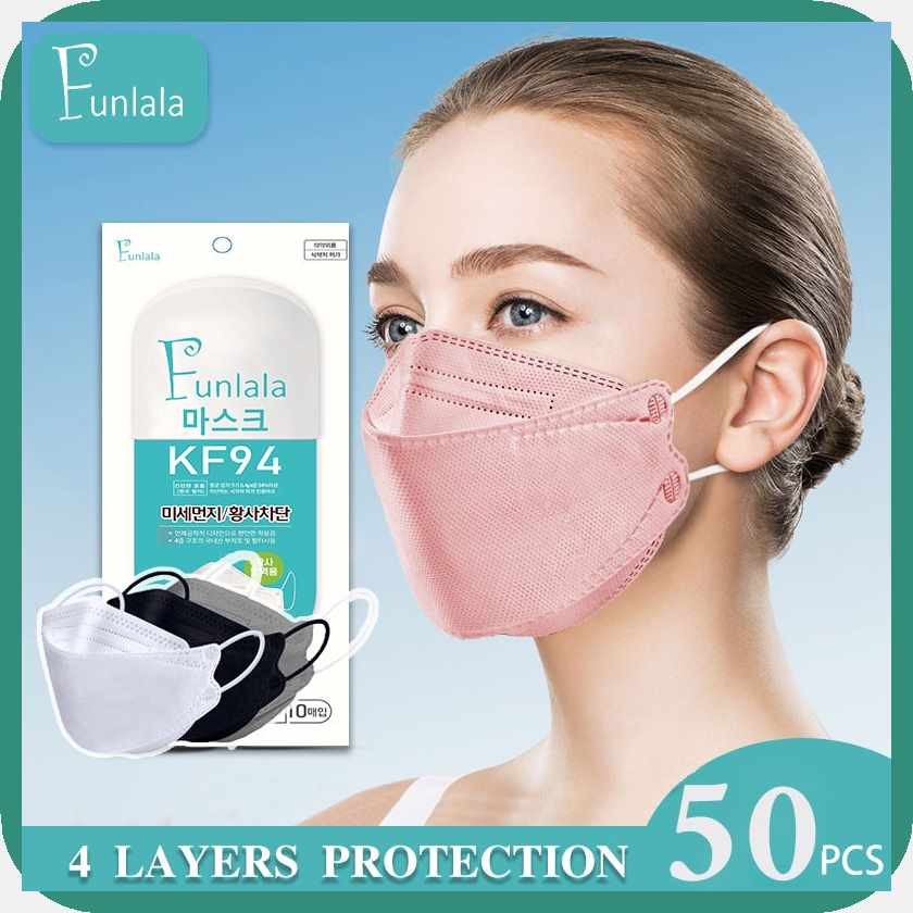 Funlala>qu)50PcsOe:KF94@TH+Mask~o*L*nJ+bJ+4-Layer~R*Non-Woven ...