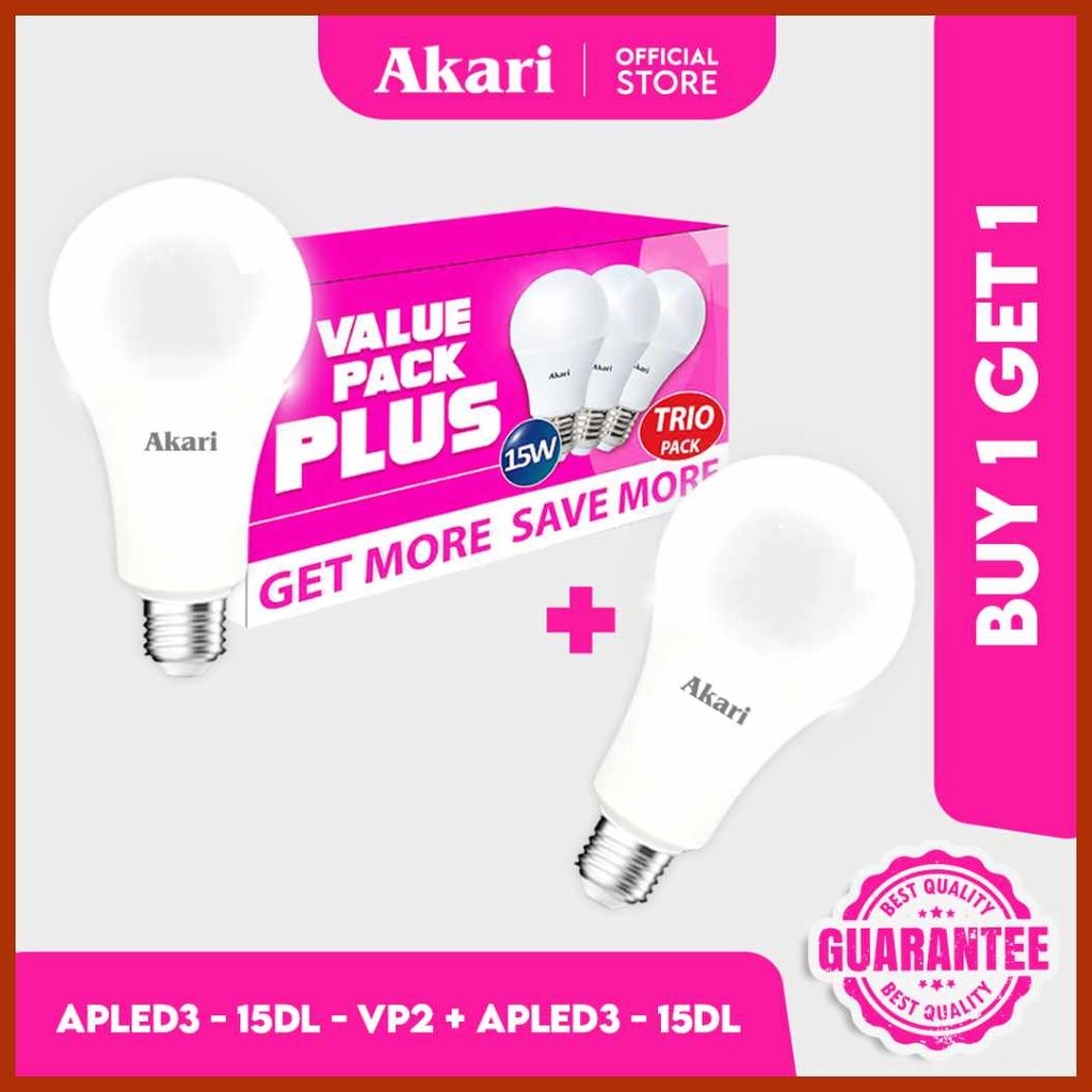 Akari 15 Watts LED Bulb Value Pack - Daylight (APLED3-15DL-VP2) TRIO ...