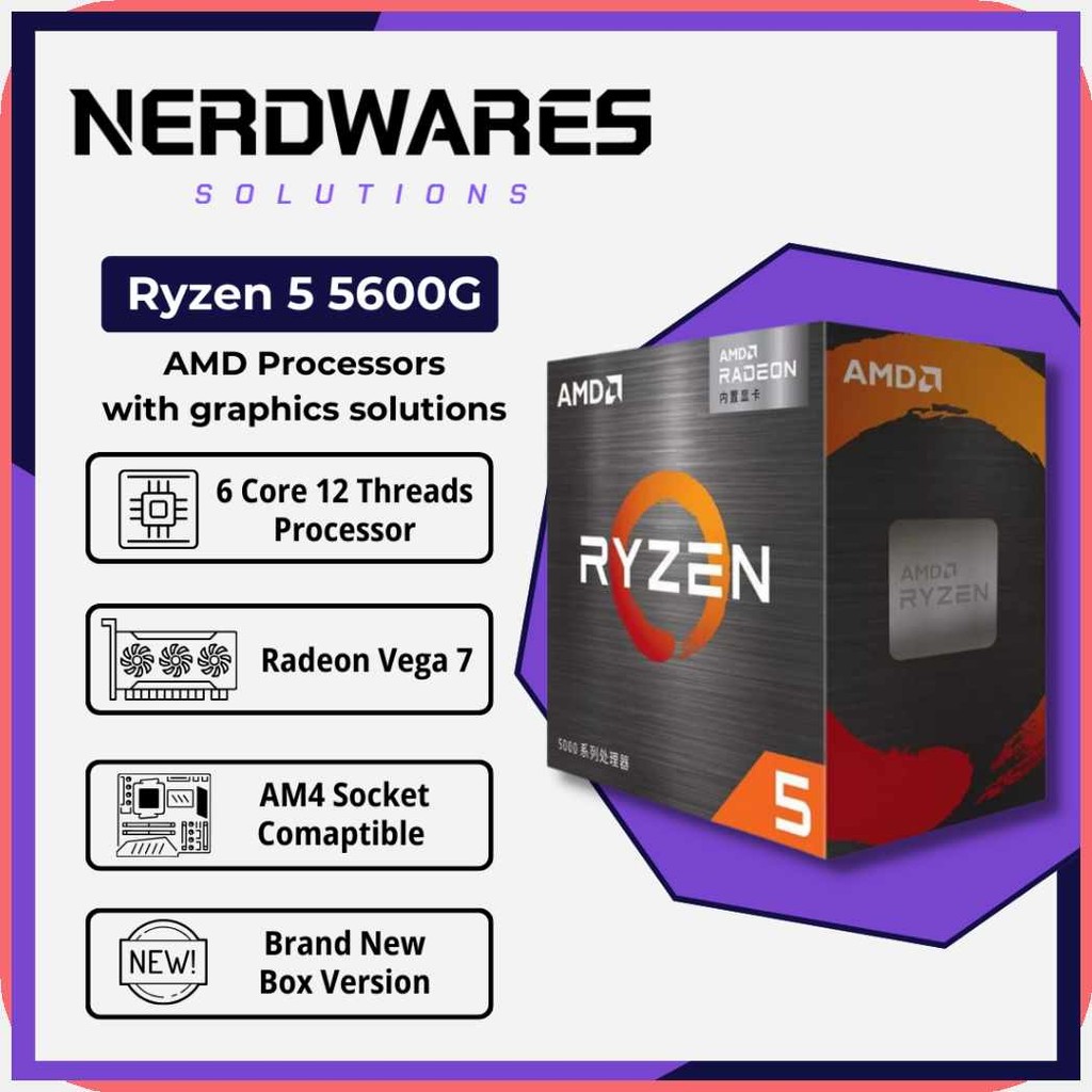 AMD Ryzen 5 5600G 6 Cores 12 Threads with Radeon Vega Graphics Gaming ...
