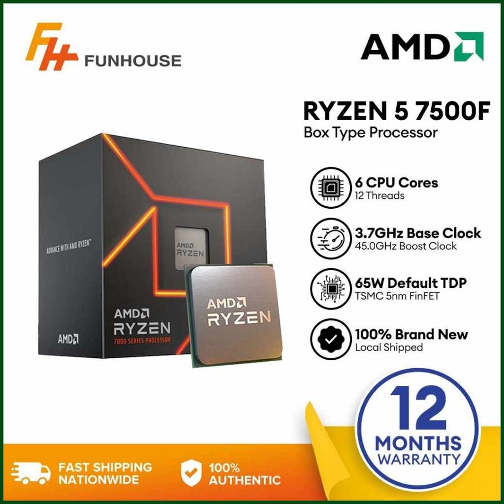 Funhouse | AMD Ryzen 5 7500F Desktop Processor (Socket AM5, CPU Cooler ...
