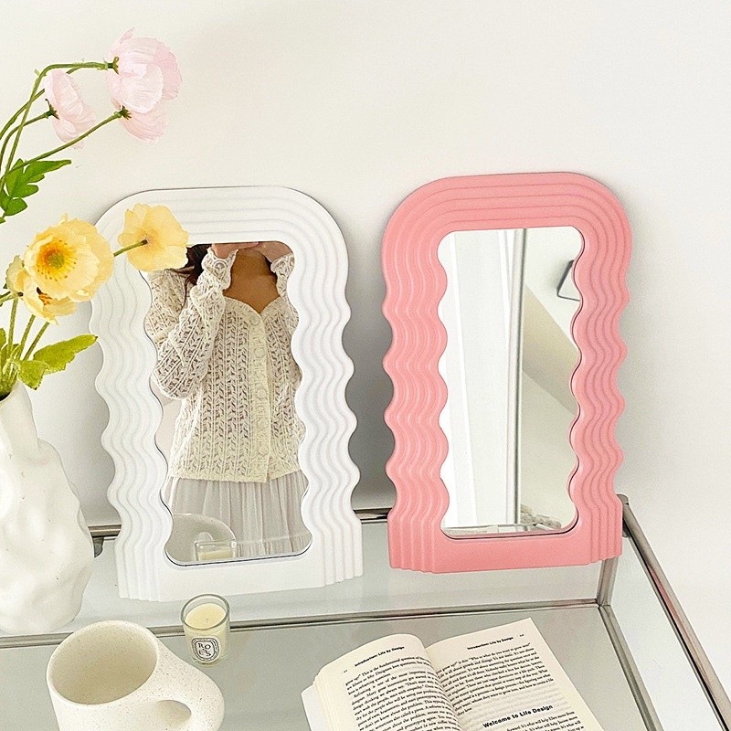 Wave Irregular Viral Ins Aesthetic Desk Vanity Mirror Home Decoration ...