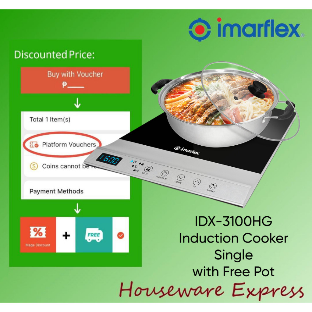 Imarflex IDX-3100HG Induction Cooker IDX3100HG with free pot (Houseware ...