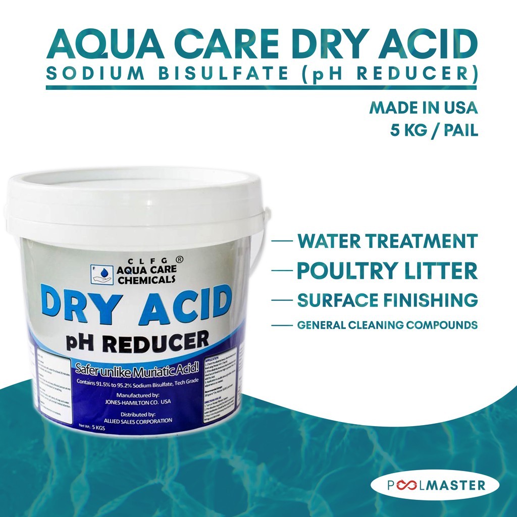 Aqua Care Dry Acid pH Reducer for Swimming Pools Sodium Bisulfate 5kg ...