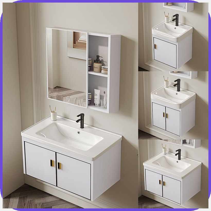 Lavatory Sink Set Aluminum Bathroom Cabinet Wall Vanity Bathroom Sink ...