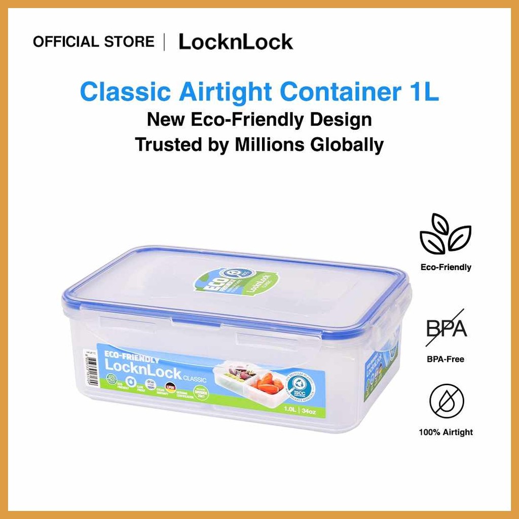 LocknLock Eco-Friendly Classic Airtight Rectangular Food Container 1L HPL817 | Lunch Box ...