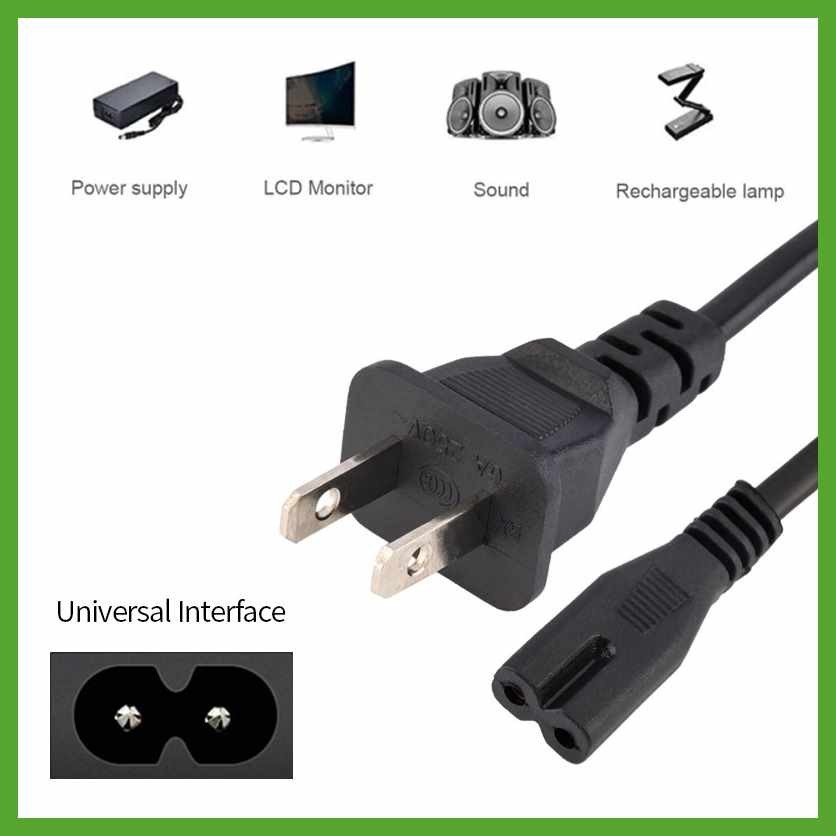 1M Radio Power supply Cable 2 Hole Prong Cord Charge Led Light Speaker ...