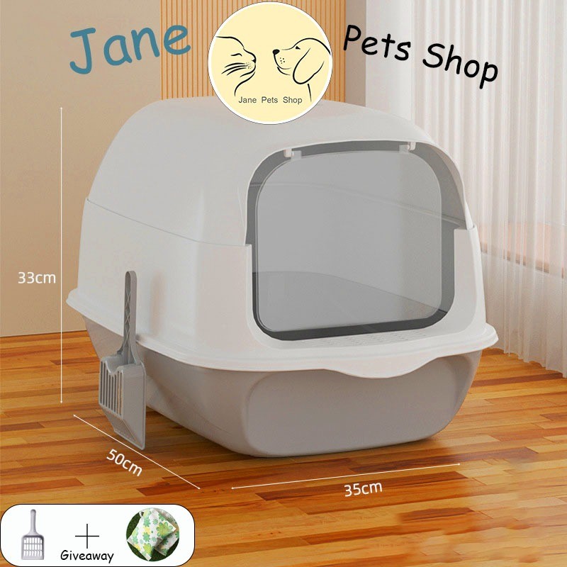 Cat Litter Box Covered House With Scooper Cat Poop Box And Free Spoon ...