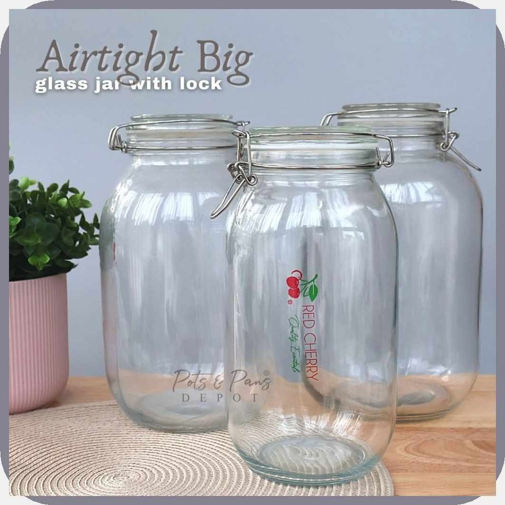 Red/S~Cherry]m>Airtight)gu>Big)l>Glass(w=Jar(D=with(E=Lock | Shopee ...