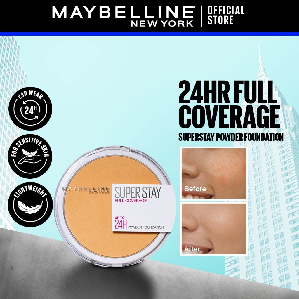 Maybelline Superstay Powder Foundation- 24HR Full Coverage, Long ...