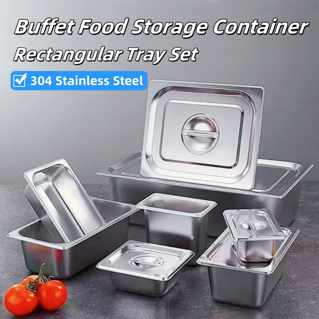 304 Stainless Steel Food Pan With Cover Buffet Food Storage With Lid ...
