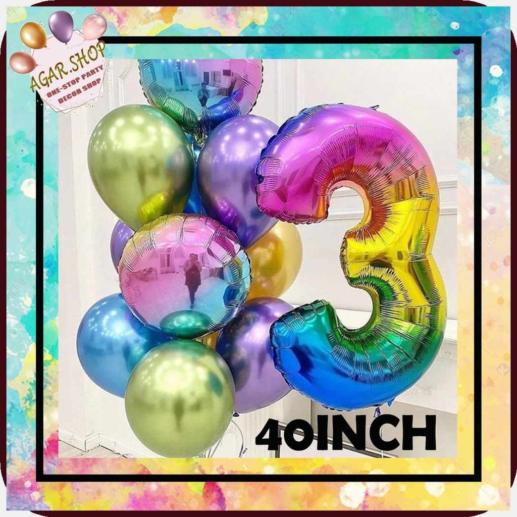 Agar.Shop%U'40inch$RX$Rainbow$Mq/Number$SE/Foil$gM/Balloons%Sz:Gradient ...