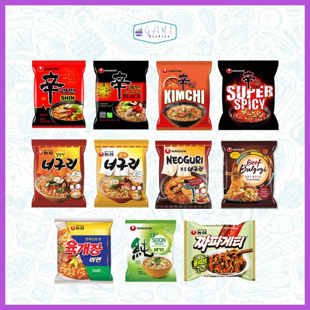 Nongshimd;Ramen}KW>Noodles>sS}(Shin,>jB}Neoguri,>sS}Bulgogi,>DT}Veggie ...