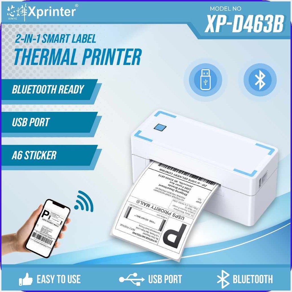 Xprinter(I}XP-D463B}V&qz`Thermal;yv`Label;ml`Printer;TZ`(USB+BLUETOOTH ...